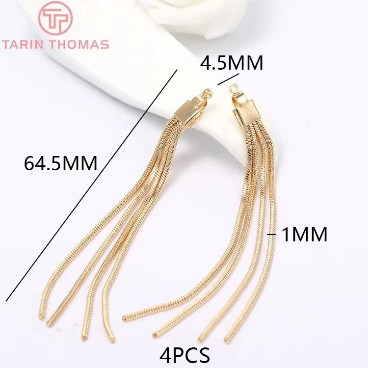 Подвески из латуни TARIN THOMAS, 60 мм, 24K Gold Color, 4 шт