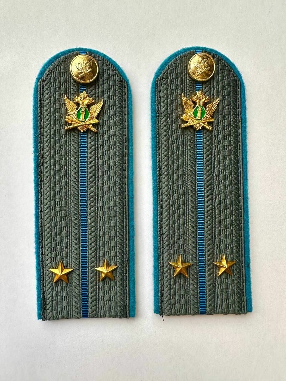Погоны фссп с фурнитурой серые Лейтенант с Голубым кантом