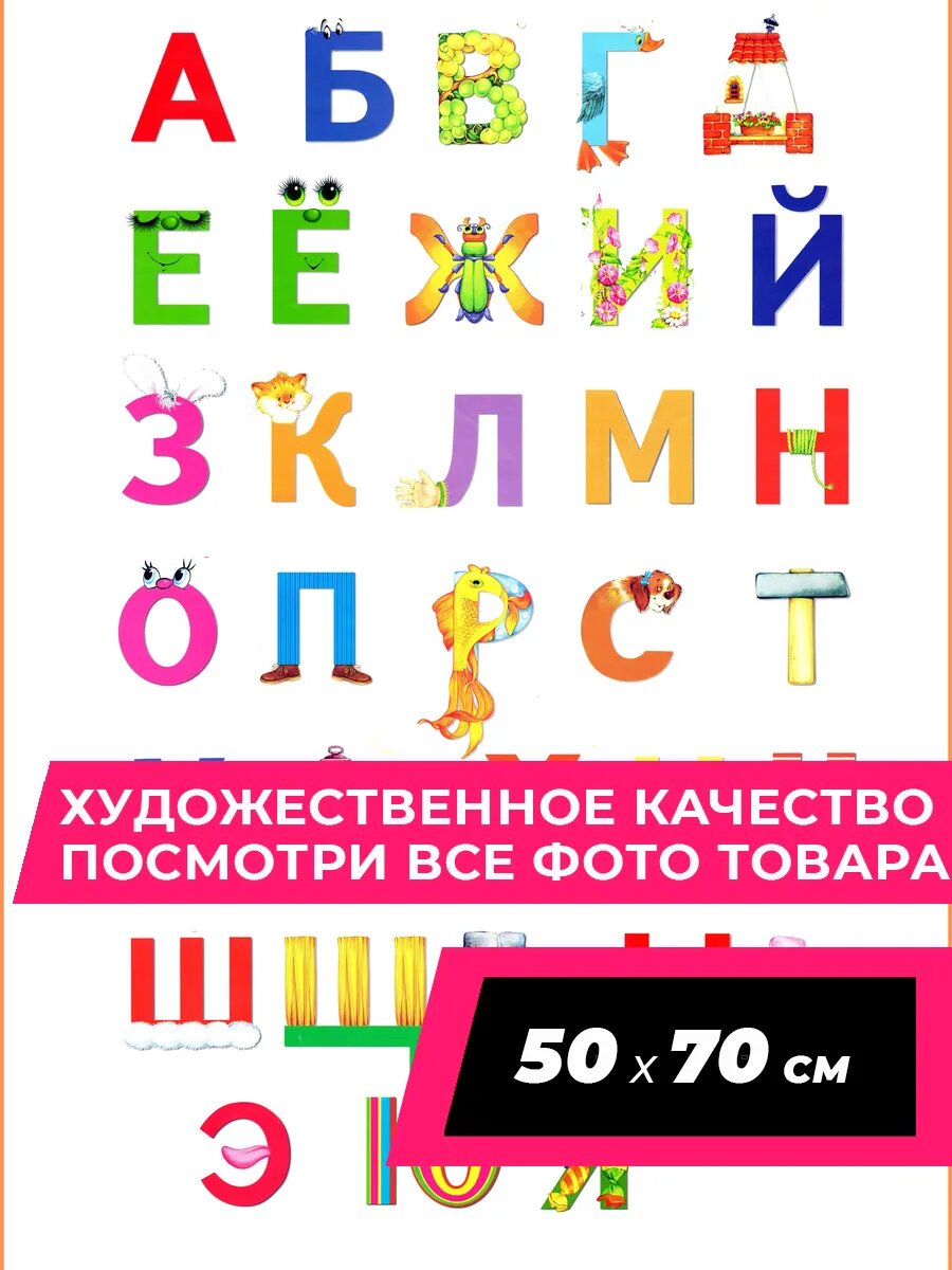Плакат алфавит русский на стену для 1-4 классов 50 на 70