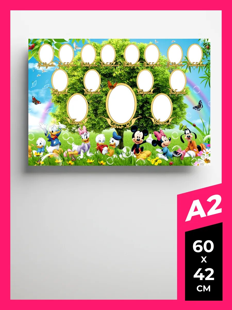 Плакат Семейное древо постер 22 A2, матовая фотобумага премиум качества