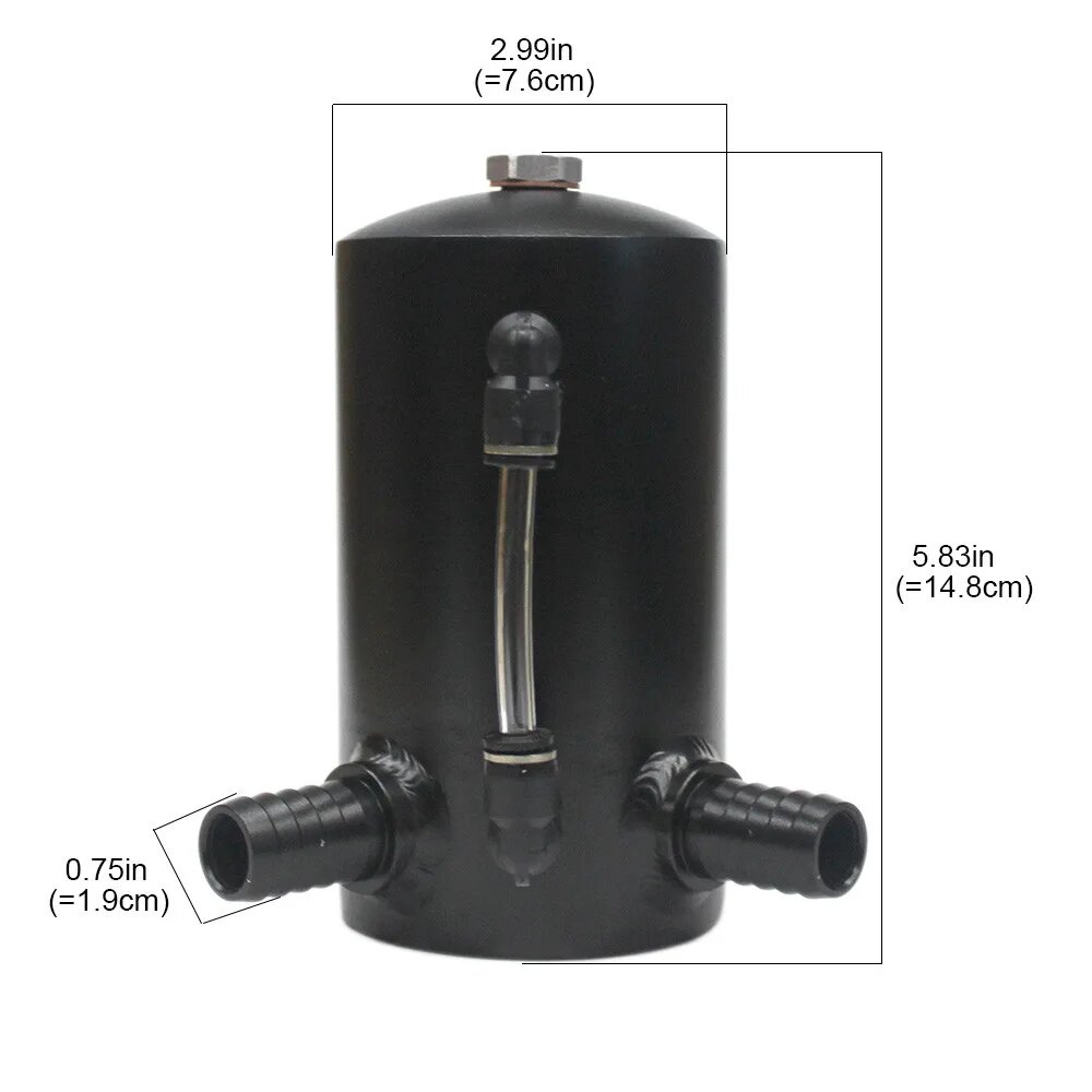 Универсальный маслоуловитель SPSLD для стайлинга автомобиля, резервуар, сепаратор топлива двигателя, алюминий, 500 мл, 2*19 мм BLACK