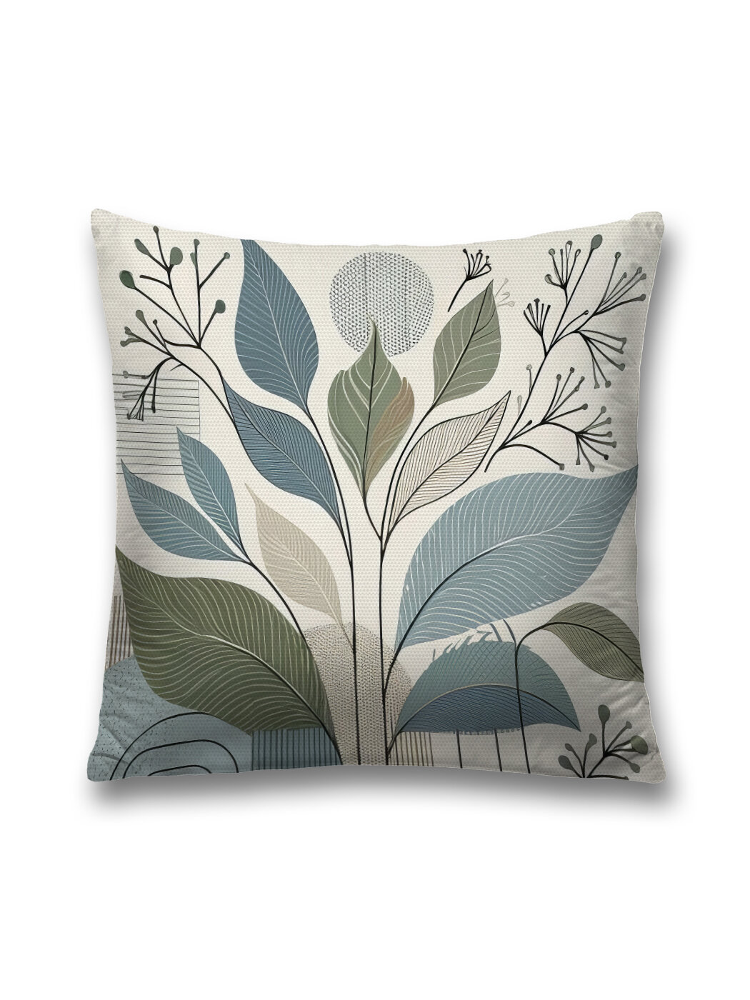 Наволочка декоративная на молнии, чехол на подушку "Пастельные листья" 45х45 см, JoyArty