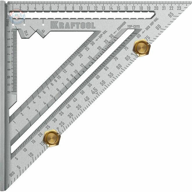 Угольник KRAFTOOL 3441-25, 250х250 мм, алюминиевый, высокоточный инструмент для разметки кровли и проверки перпендикулярности, многофункциональный помощник плотника и строителя