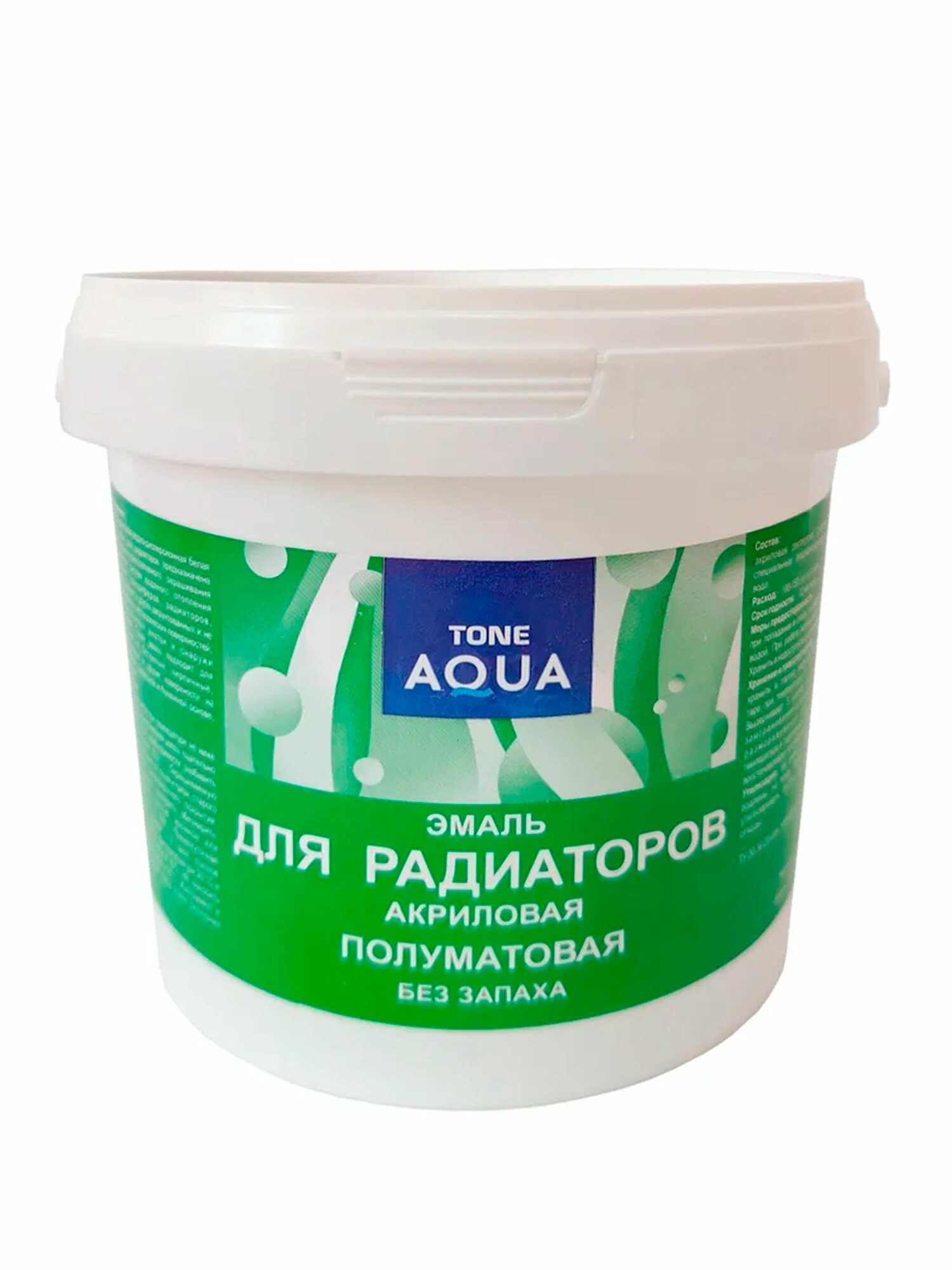 Тон Аква эмаль для радиаторов, акриловая, белая, полуматовая, 0,9 кг