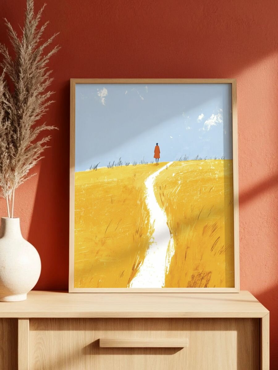 Постер Золотое поле 40х50 см без рамы, постер на стену с пейзажем, на бумаге