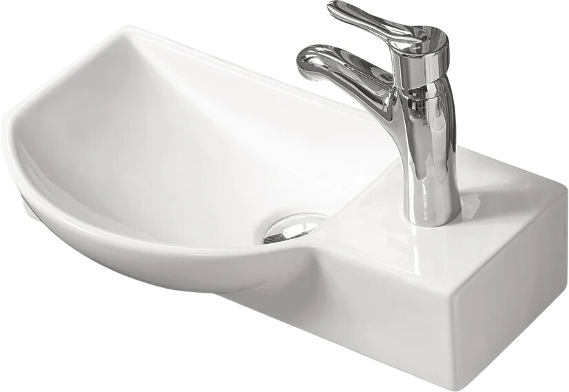 Раковина маленькая в туалет SantiLine SL-2012L 45 мини, подвесная, прямоугольная, фаянсовая, белая, 45 см