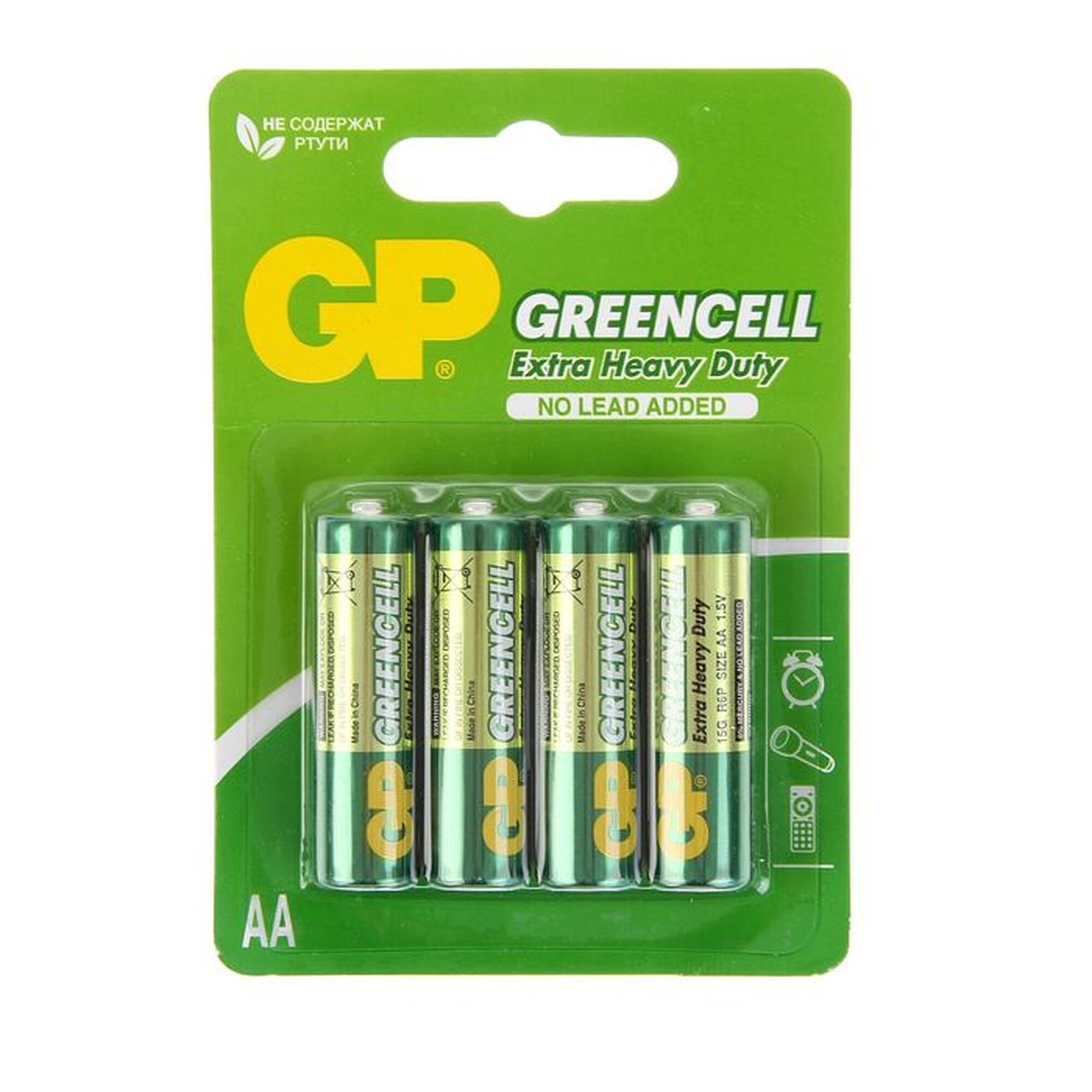 Батарейка солевая GP Greencell Extra Heavy Duty, AA, R6-4BL, 1.5В, блистер, 4 шт. 470410