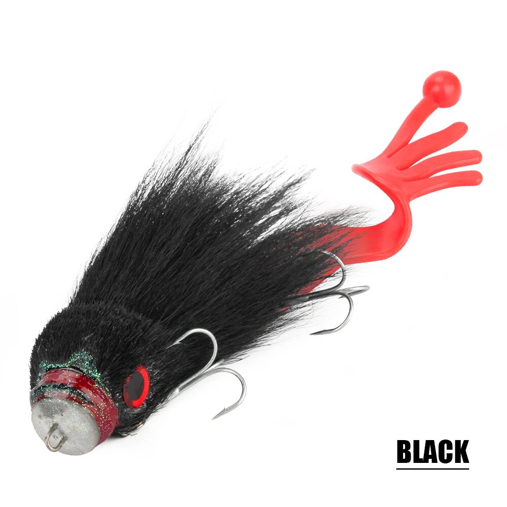 Spinpoler Big Mouse Bait Морская щука Окунь Рыболовная приманка с крючком Stinger Rig Искусственная зимняя приманка для волос оленя Снасти Pesca