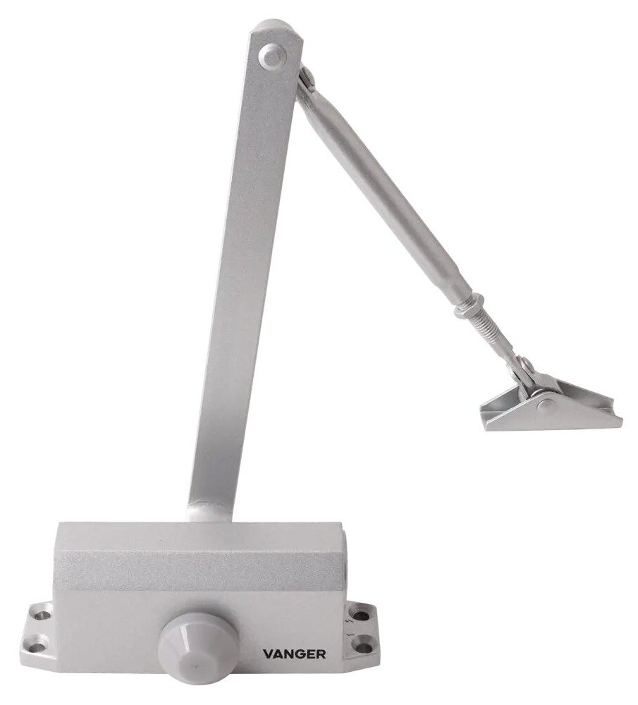 Доводчик дверной Vanger / Вангер DC-45-SL гидравлический, верхний, серебро, макс ширина двери 850мм, до 45кг, расстояние между креплениями 132мм / фурнитура