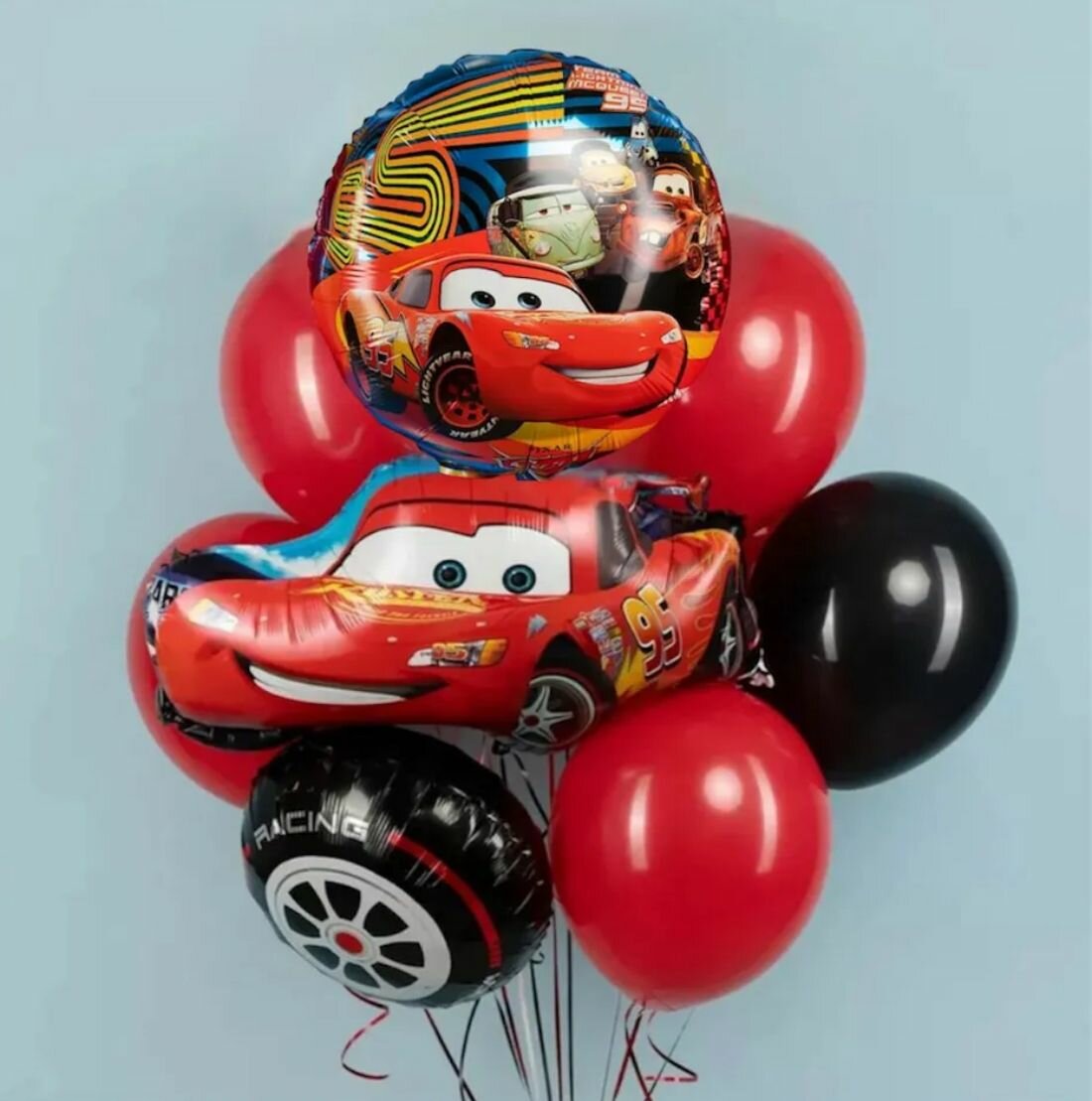 Набор воздушных шаров "Молния Маккуин", для дня рождения, фольгированные, разноцветные
