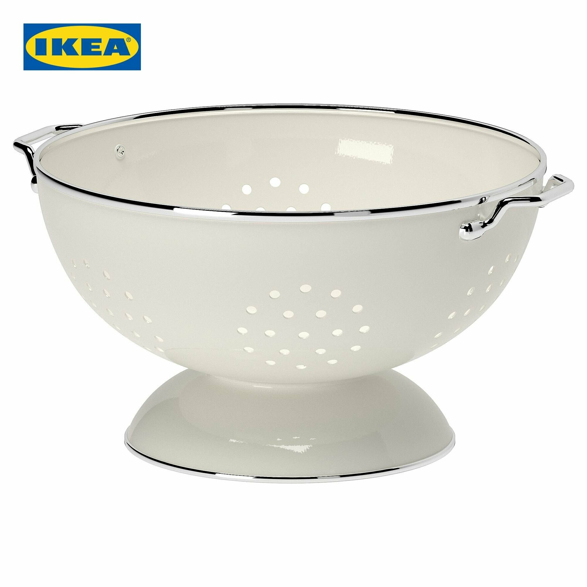 Дуршлаг "Тингдлёс", эмалированный, белый, мытьё в посудомойке, диаметр 17см