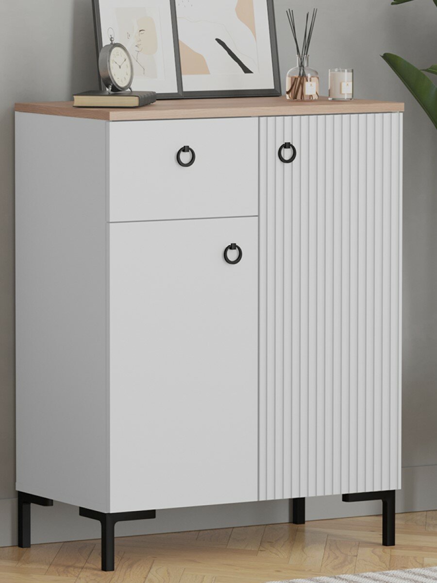 Тумба двухдверная с ящиком Askona (Аскона) Zima (Зима) 70х93х041 Гикори кингстон+Белый