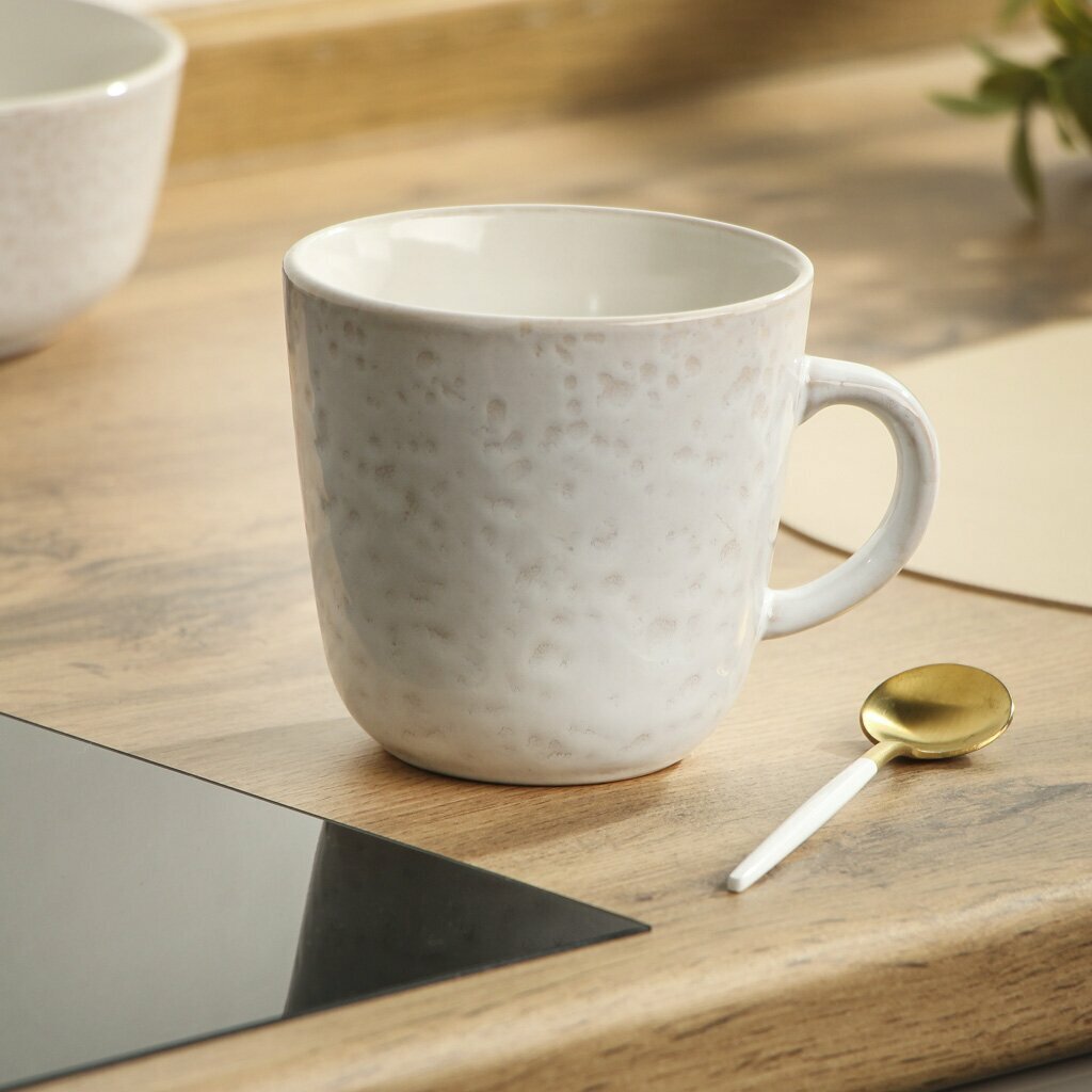 Кружка керамическая Daniks Maro 410 мл серый HMN240621A-MG для кофе и чая, подходит для посудомоечной машины