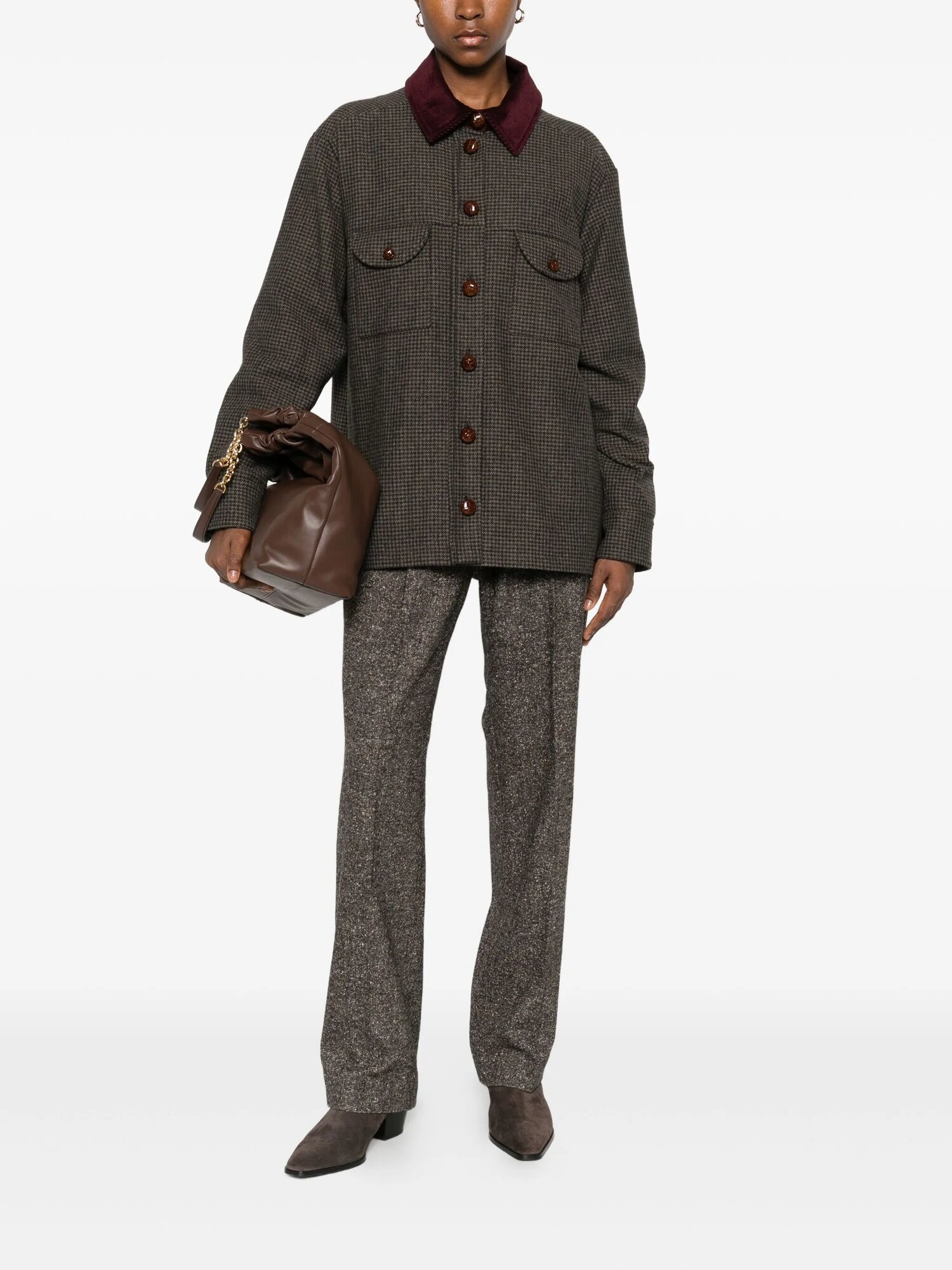 Куртка BLAZE MILANO Buttoned corduroy-collar jacket, размер 44, brown — фото 1