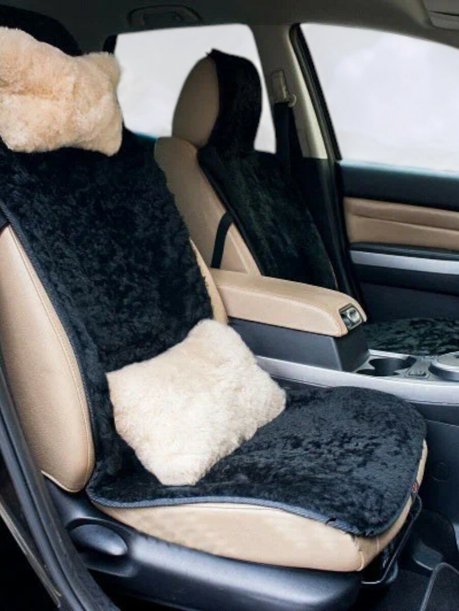 Подушки декаративные прямоугольные Shkura-Dekor комплект из 2 шт бежевая+черная