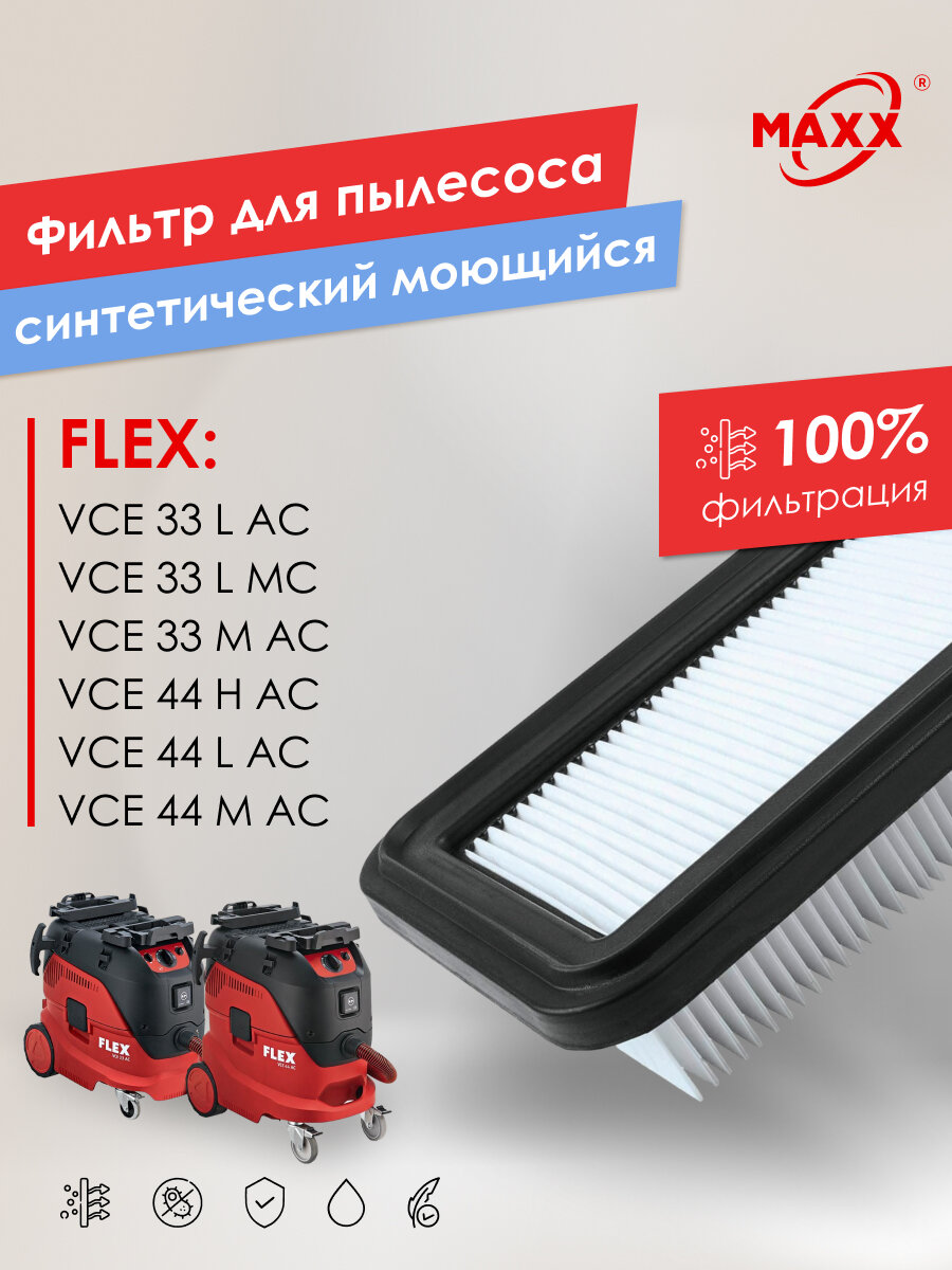 Фильтр PRO синтетический, моющийся для пылесосов Flex VCE 33 / VCE 44 L, M, H арт 445.118 4030293195653