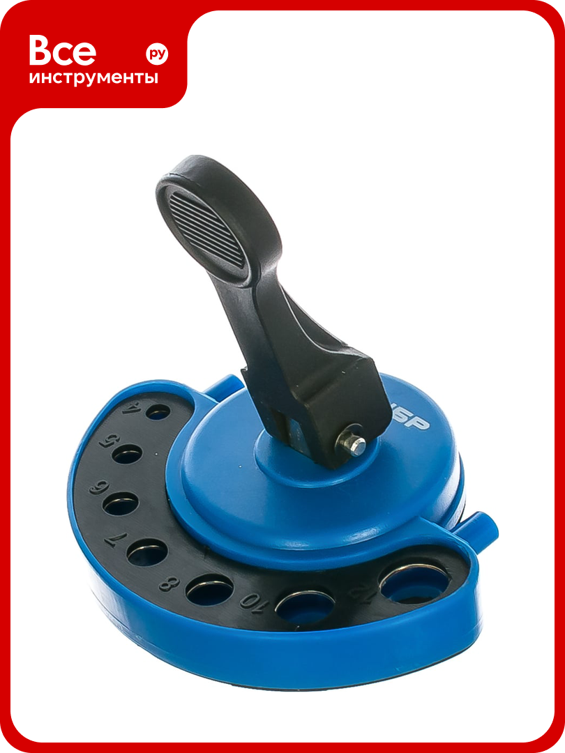 Кондуктор для алмазных сверл (4-12 мм) Зубр 29853, с алмазными трубчатыми сверлами Зубр