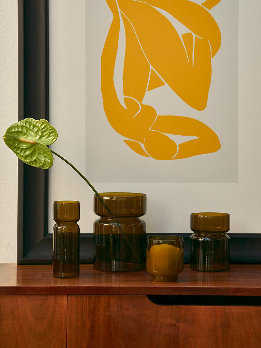 Набор из четырех стекленных ваз-подсвечников зеленого цвета, Divnaya Iva ( Дивная Ива)