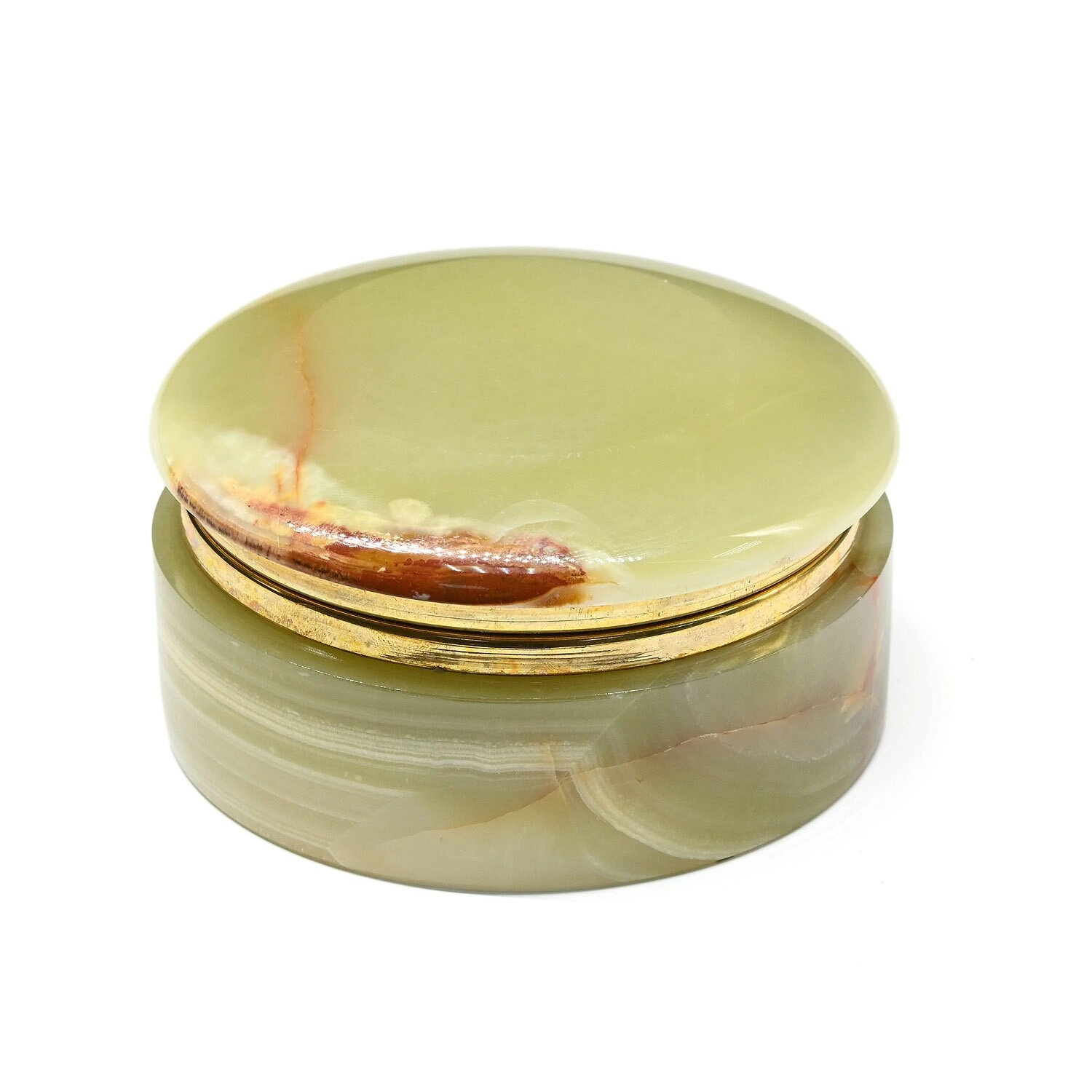 Шкатулка из оникса круглая ларец 4 (100*100*55мм). .