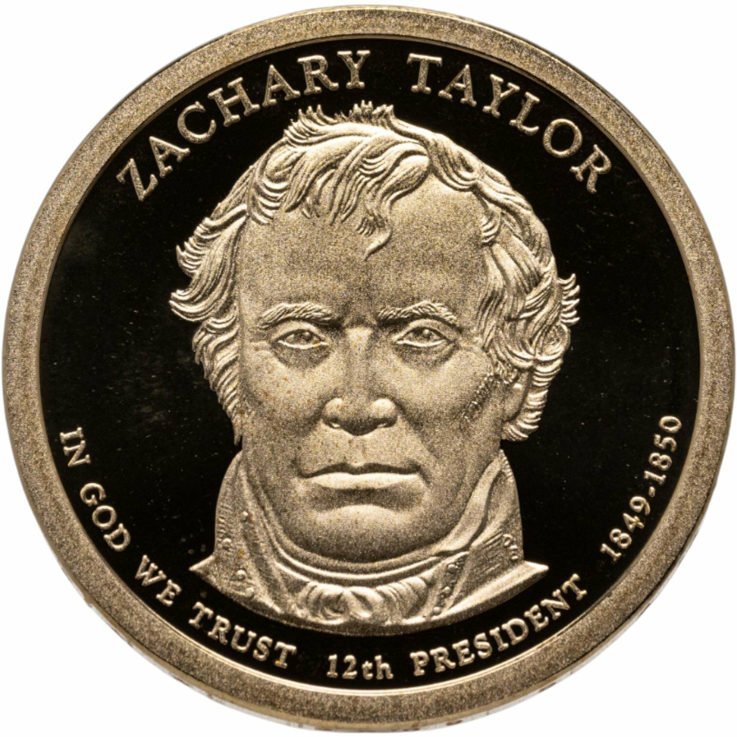 США 1 доллар dollar 2009 S Proof "Закари Тейлор 12-й президент США" знак монетного двора "S" - Сан-Франциско, Медь