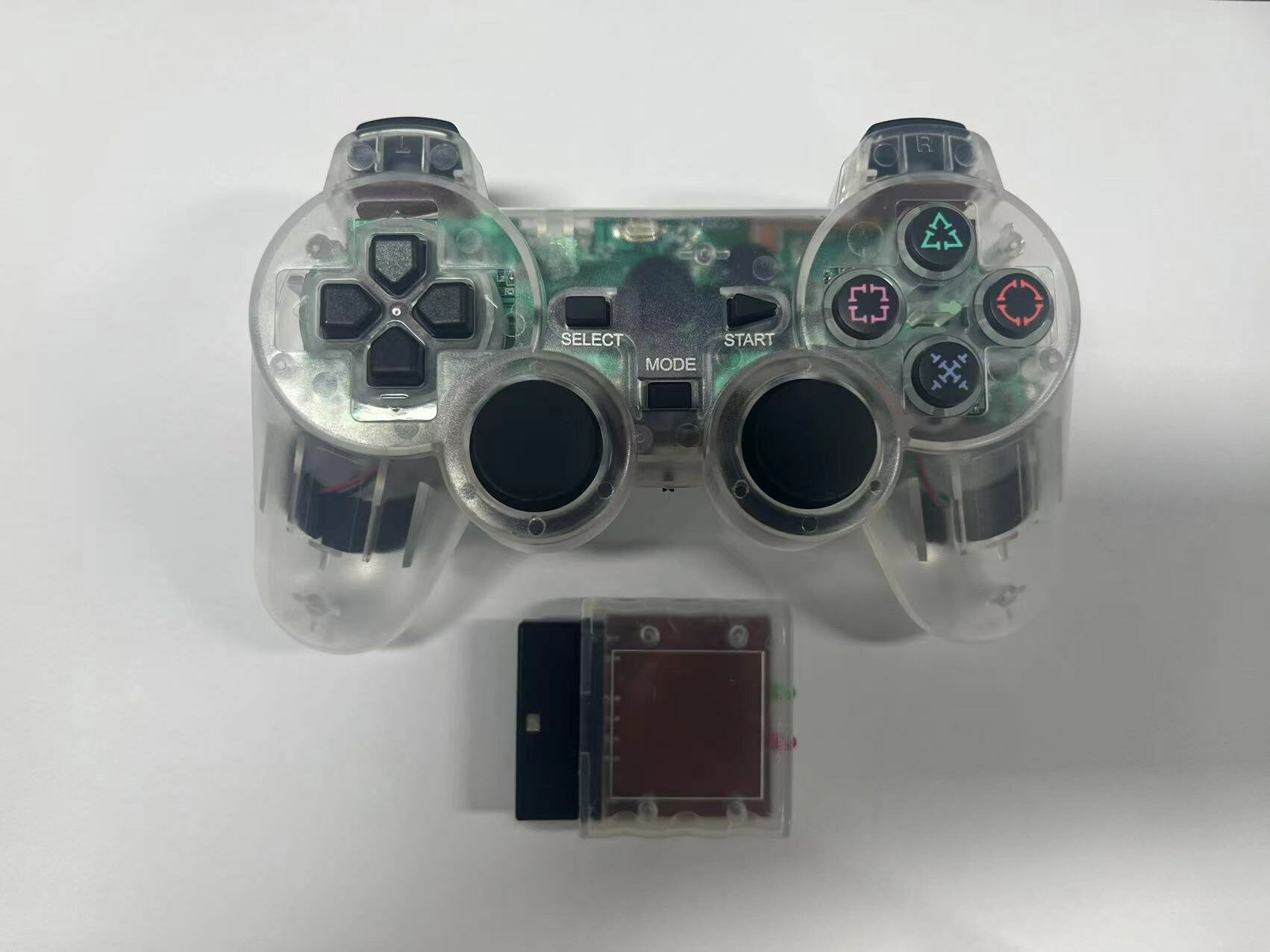 Игровой контроллер PS2, прозрачный, с вибрацией, 2.4G, двойной