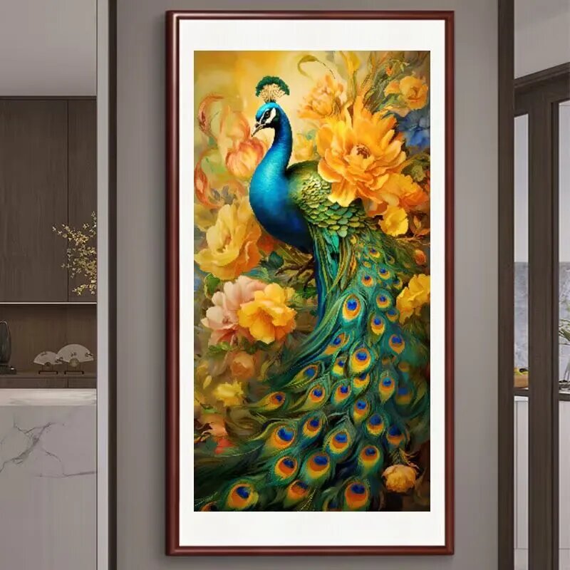 Набор для вышивки крестом JOYAUTUM Желтые павлины 11CT