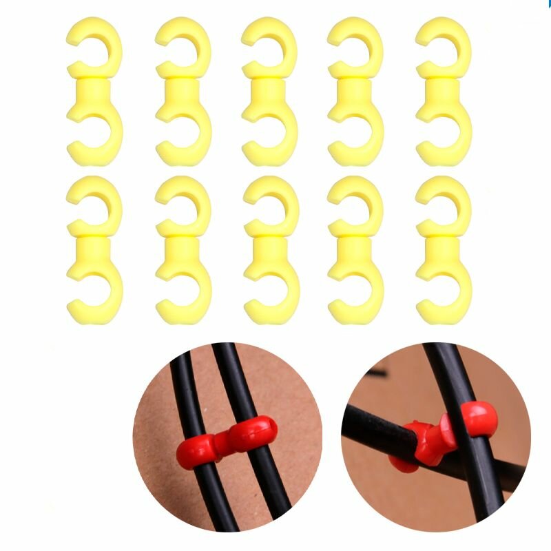 S-образный фиксатор для рубашек тросов велосипеда, желтый цвет, 10 шт