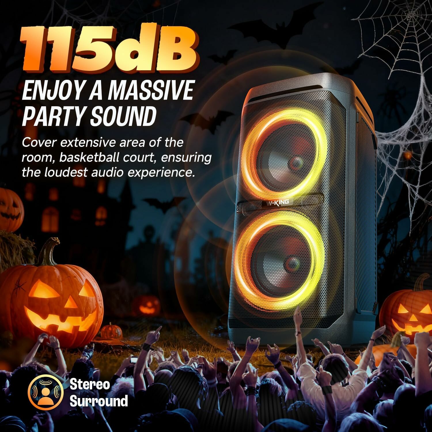 Портативная колонка W-King T11+ 100W 2 микрофона в комплетке IPX6 (черный) 12 мес. гарантия