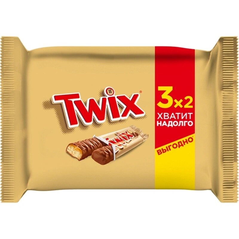 Шоколадный батончик Twix с карамелью и печеньем (3 штуки по 55 г)