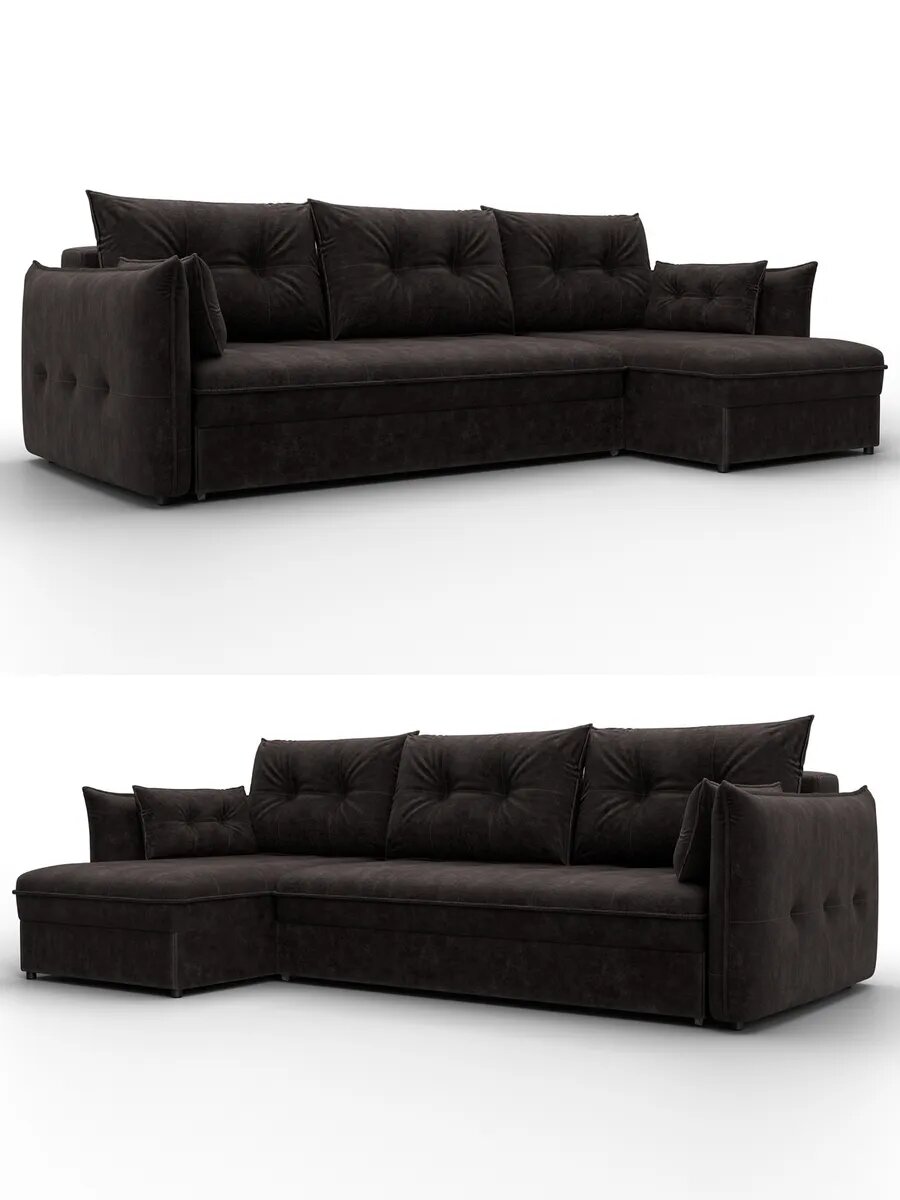Диван угловой Стайл, 270x94x163 см, угол универсальный, с ящиком для белья, велюр