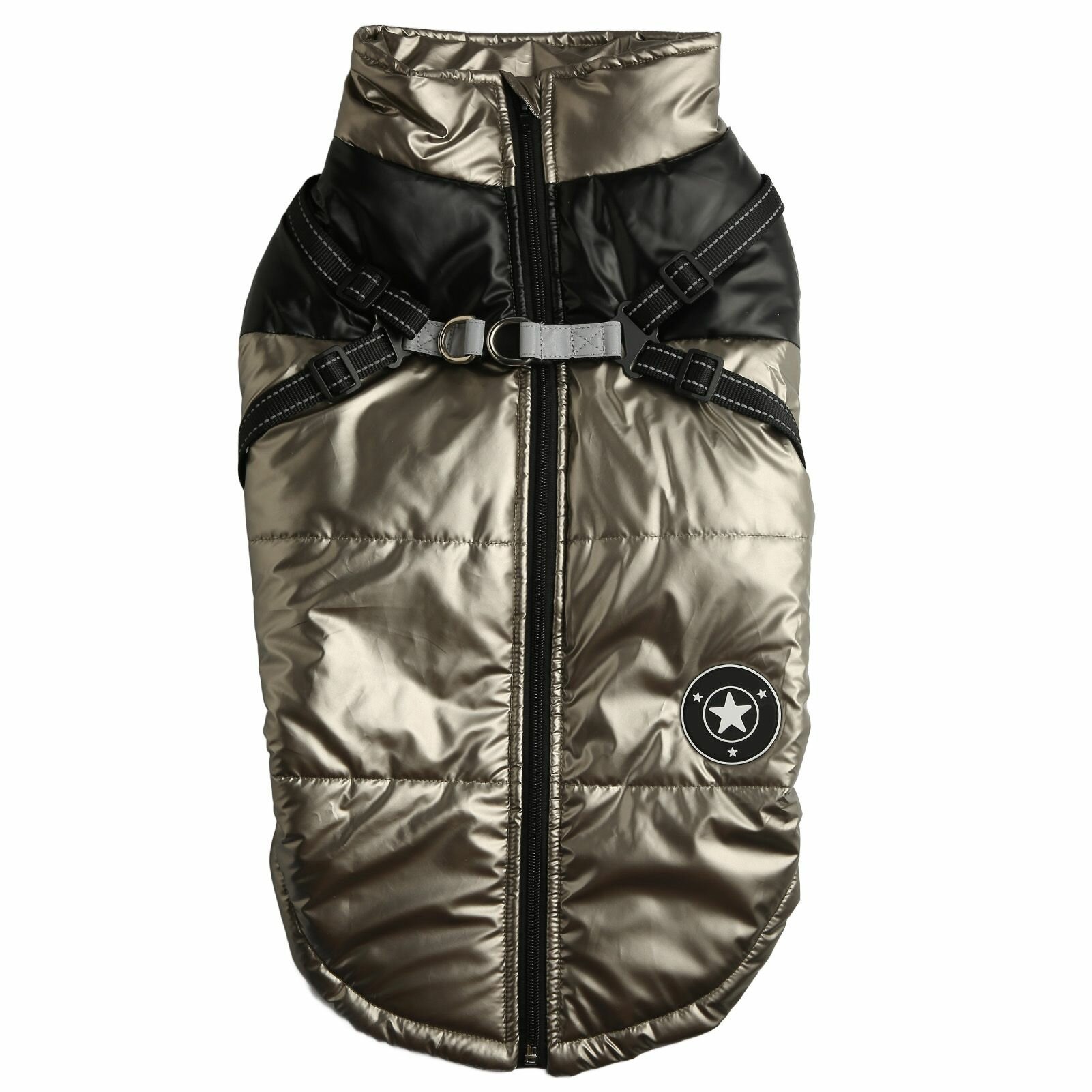 Зимняя куртка для собак с утолщением, свободный воротник, чёрное золото, 6XL