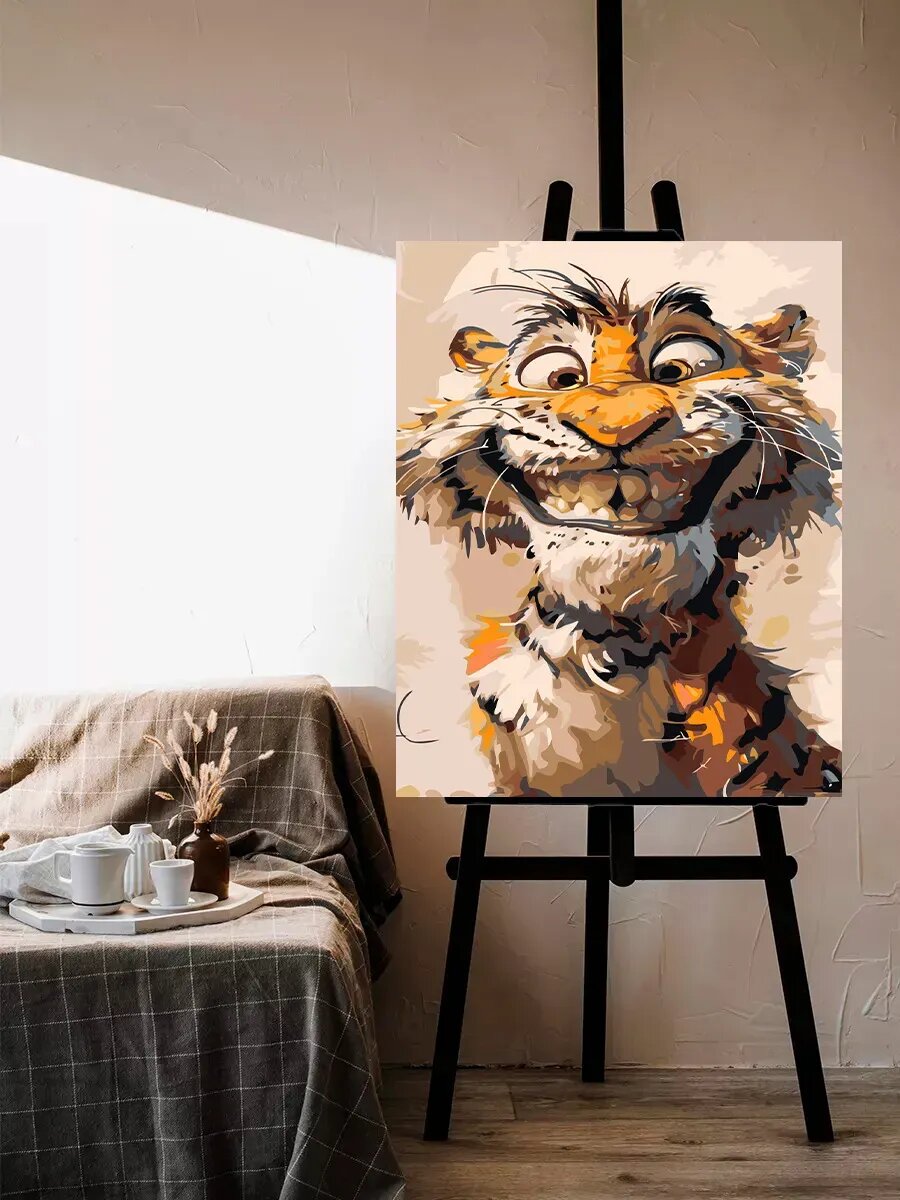 Картина по номерам Мультяшный Тигр Животное Иллюстрация