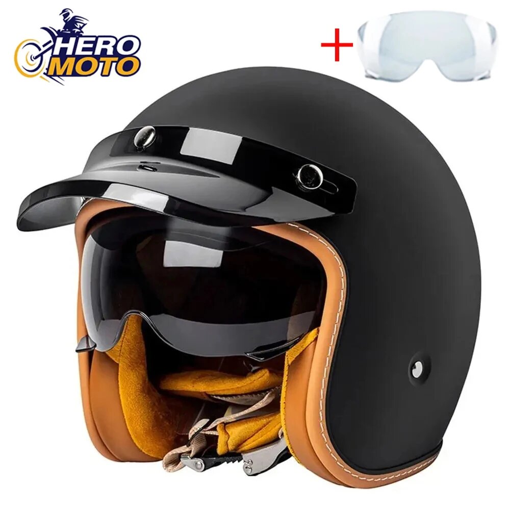 Мотоциклетный шлем Ретро шлем 3/4 Шлемы с открытым лицом Винтаж Сертификация DOT Мото шлем Половина лица Мужчины Женщины На четыре сезона, MT-5-1, L, Унисекс