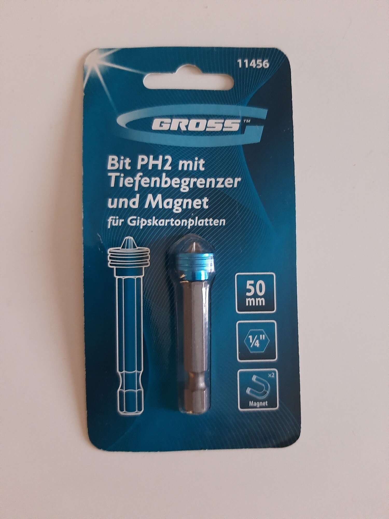Бита магнитная с ограничителем GROSS, РН 2 , длина 50 мм