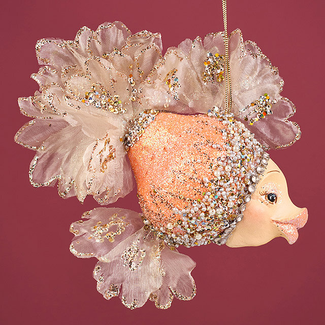 Елочная игрушка Рыбка - Cannaregio Corallo 8 см, подвеска, Christmas Deluxe, 86635-deluxe