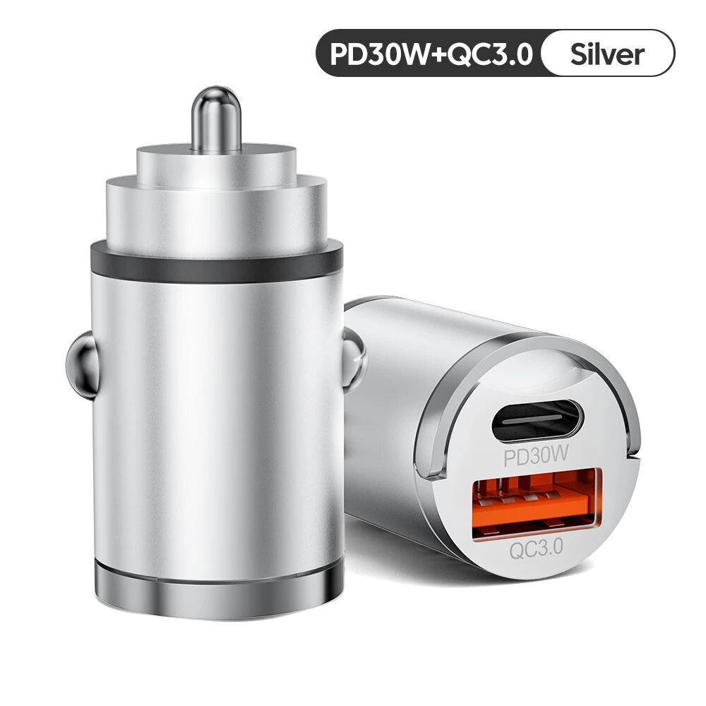 Автомобильное зарядное устройство Olaf 100 Вт Mini USB с двумя портами PD QC3.0 Type C, быстрое зарядное устройство для iPhone, Samsung, XIAO-MIJIA , автомобильное зарядное устройство, адаптер, PD30W and QC3.0