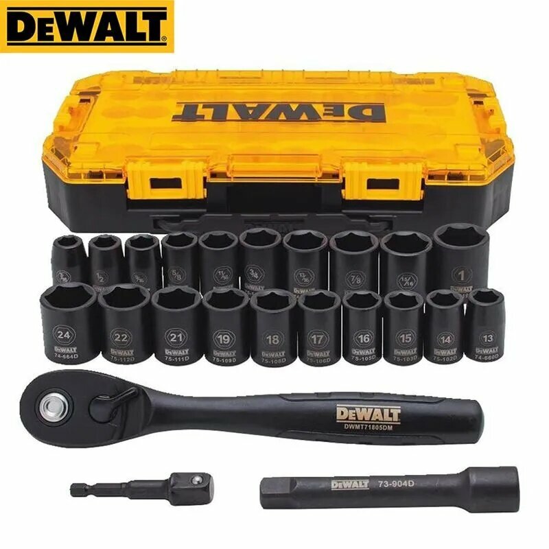 DEWALT DWMT74739 Набор ударных головок, 23 предмета, привод 1/2 дюйма, метрическая/SAE 1324 мм