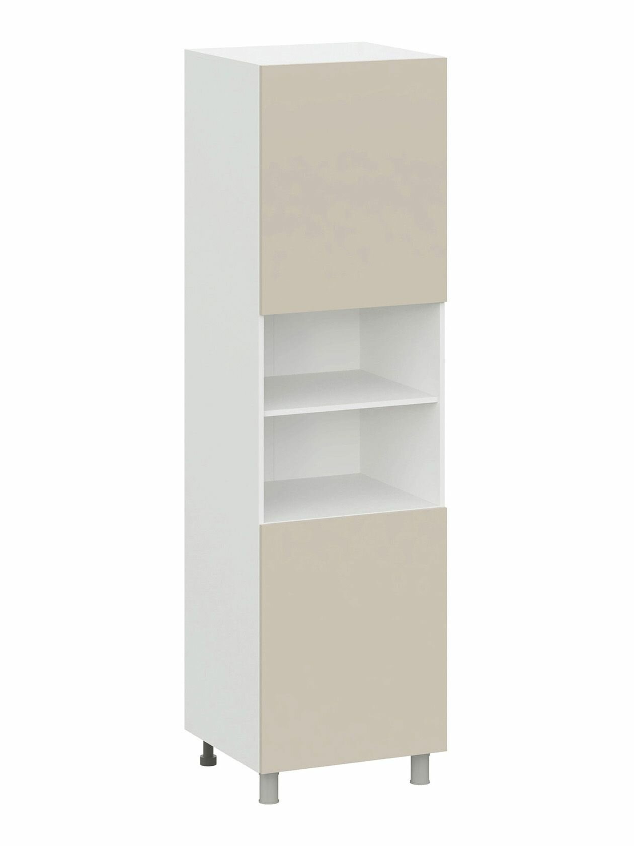 Кухонный модуль напольный, шкаф-пенал под духовку Тандем с полками, с доводчиками, 60х56.2х214 см, Белый / Меланж