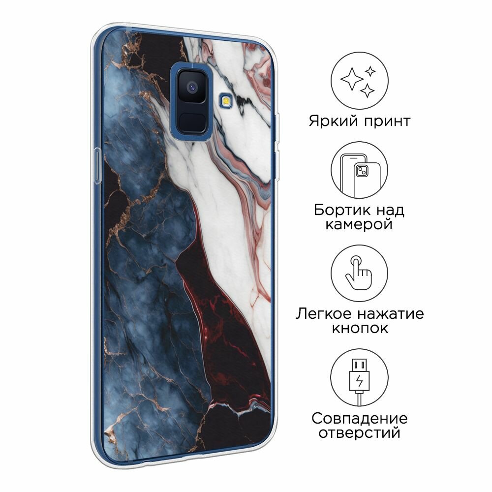 Чехол на Samsung Galaxy A6 / Самсунг Галакси А6 с принтом "Благородный мрамор" — фото 1