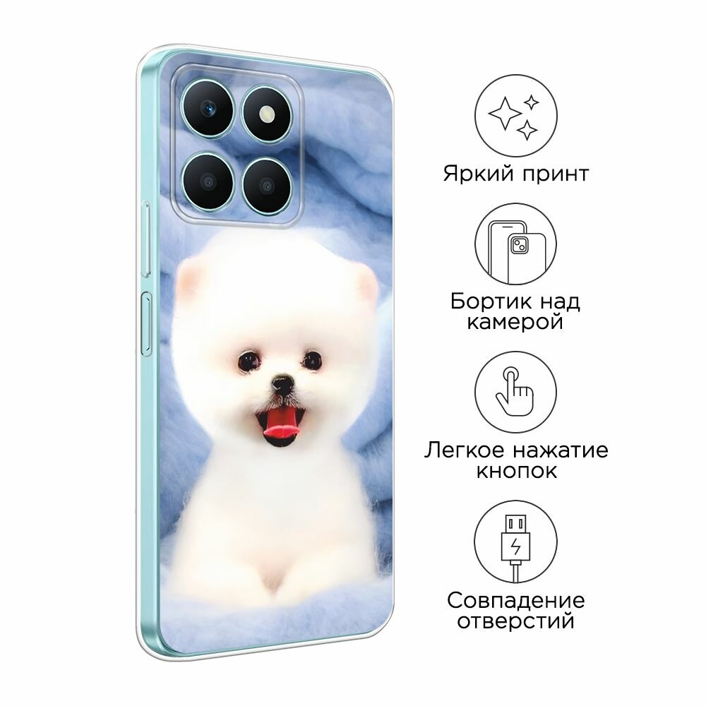 Силиконовый чехол на Honor X6A / Хонор X6A с принтом Белый пёсик — фото 1