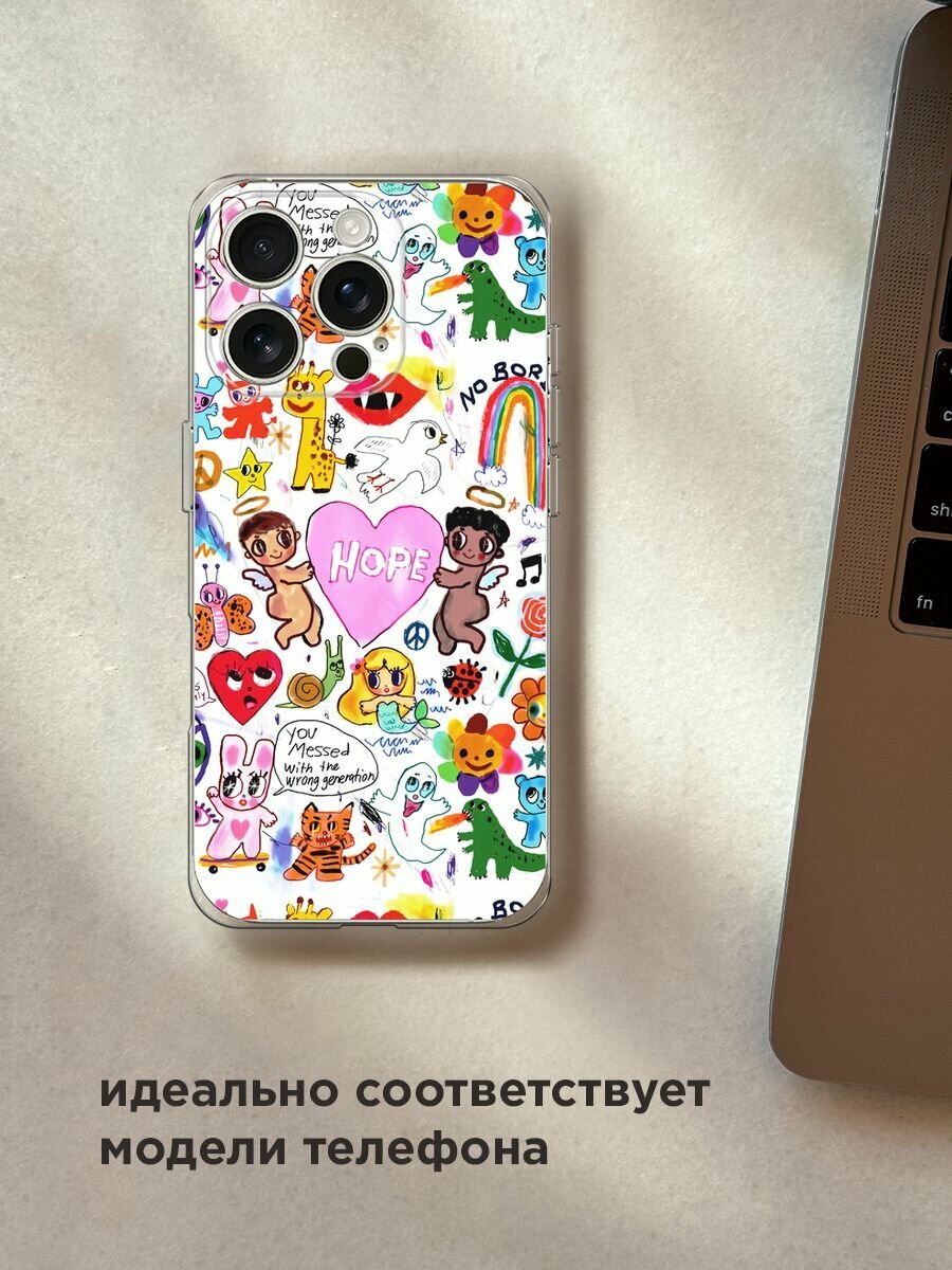 Чехол на Apple iPhone 16 Pro / Айфон 16 Про с принтом "Милые рисунки" — фото 1
