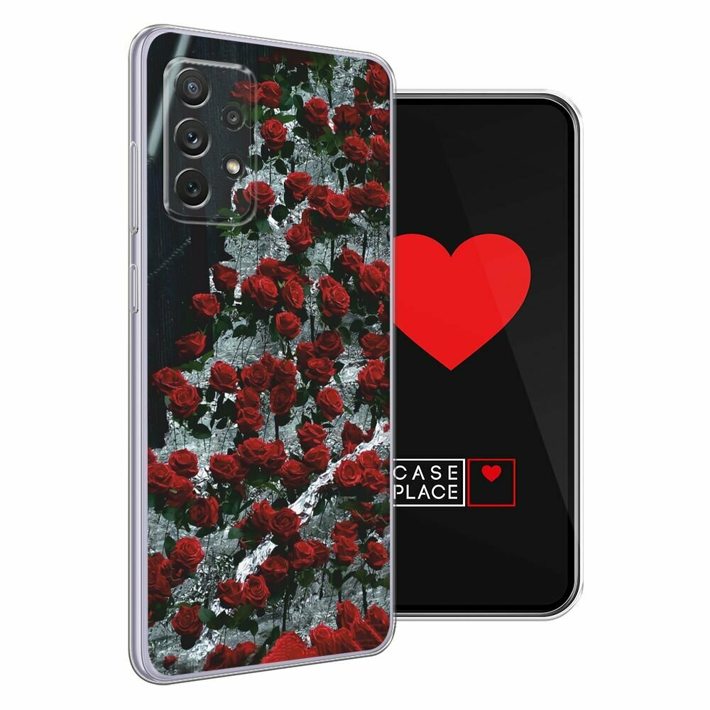 Чехол на Samsung Galaxy A73 / Самсунг Галакси А73 с принтом Цветущие алые розы — фото 1