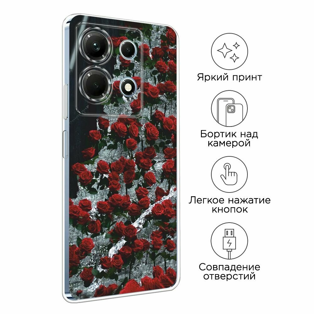 Чехол на Infinix Note 30 4G / Инфиникс Нот 30 4G с принтом Цветущие алые розы — фото 1