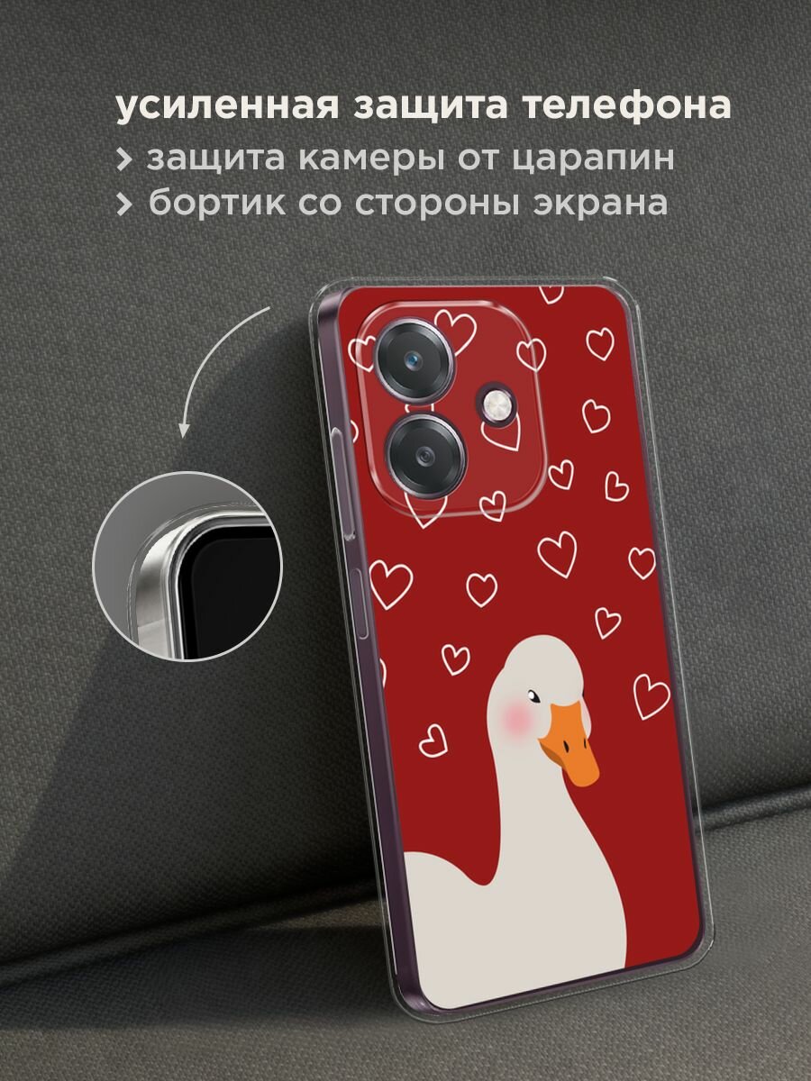 Чехол на Oppo A3/A3x / Оппо А3/A3x с принтом "Влюблённый гусь 1 - 14 февраля" — фото 1