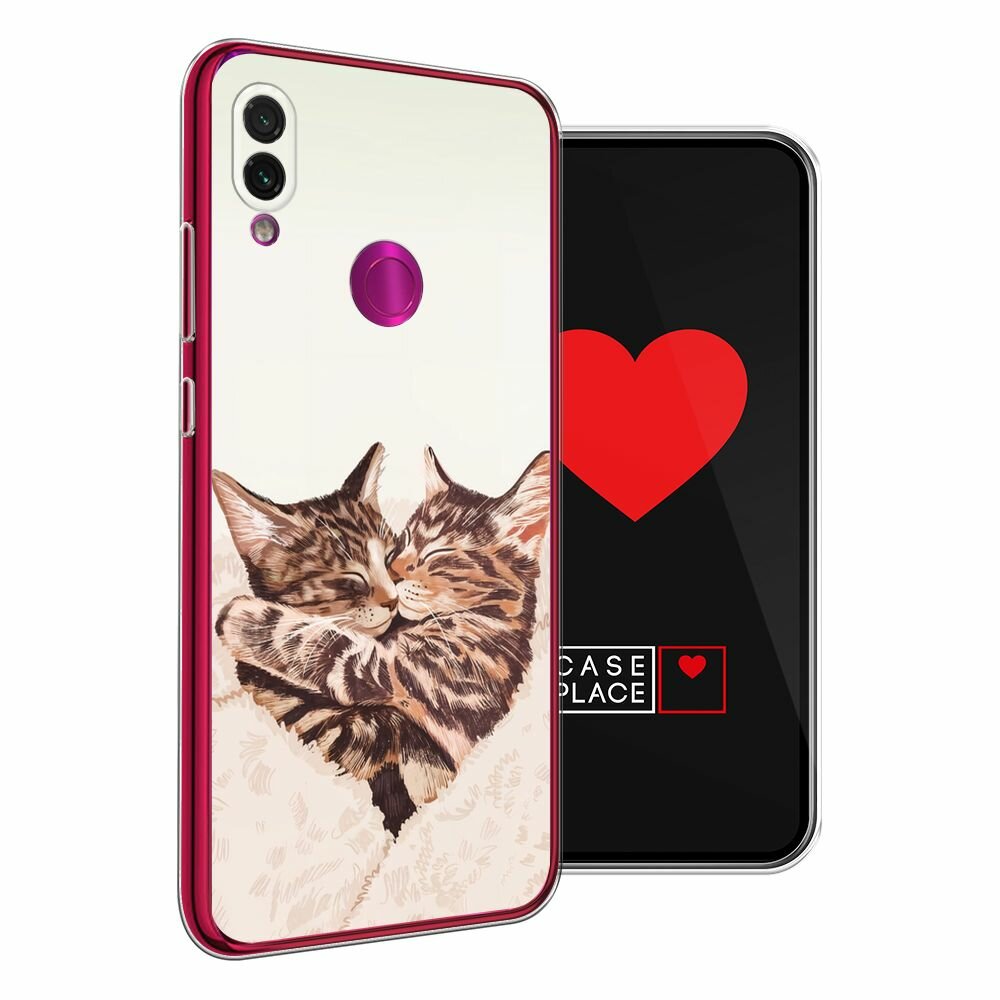 Чехол на Xiaomi Redmi Note 7 / Сяоми Редми Нот 7 с принтом "Влюбленные котейки - 14 февраля" — фото 1