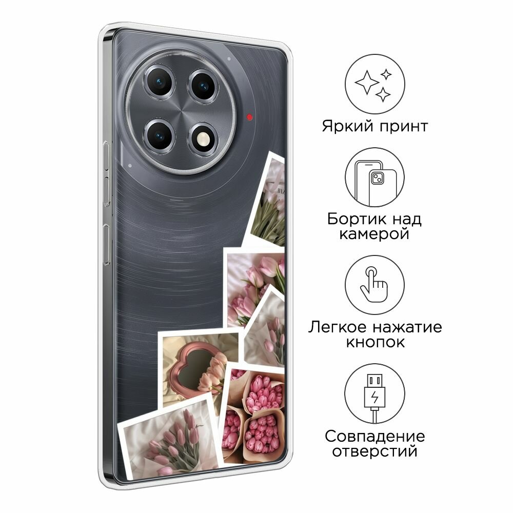 Чехол на Tecno Camon 30S / Текно Камон 30S с принтом "Весенние фото - 8 марта", прозрачный — фото 1