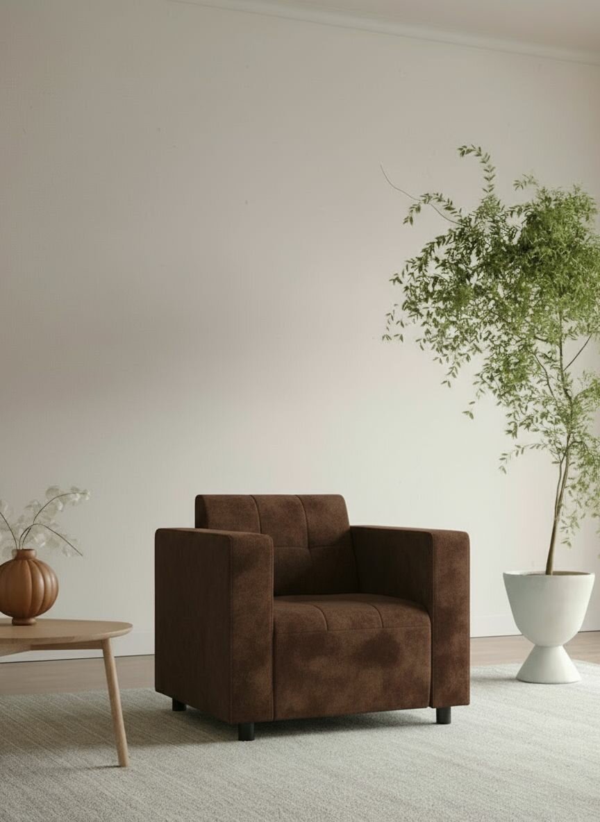 Кресло Альтаир с подлокотниками коричневый велюр в офис, дом, салон красоты, прихожую, гостиную, зону ожидания.