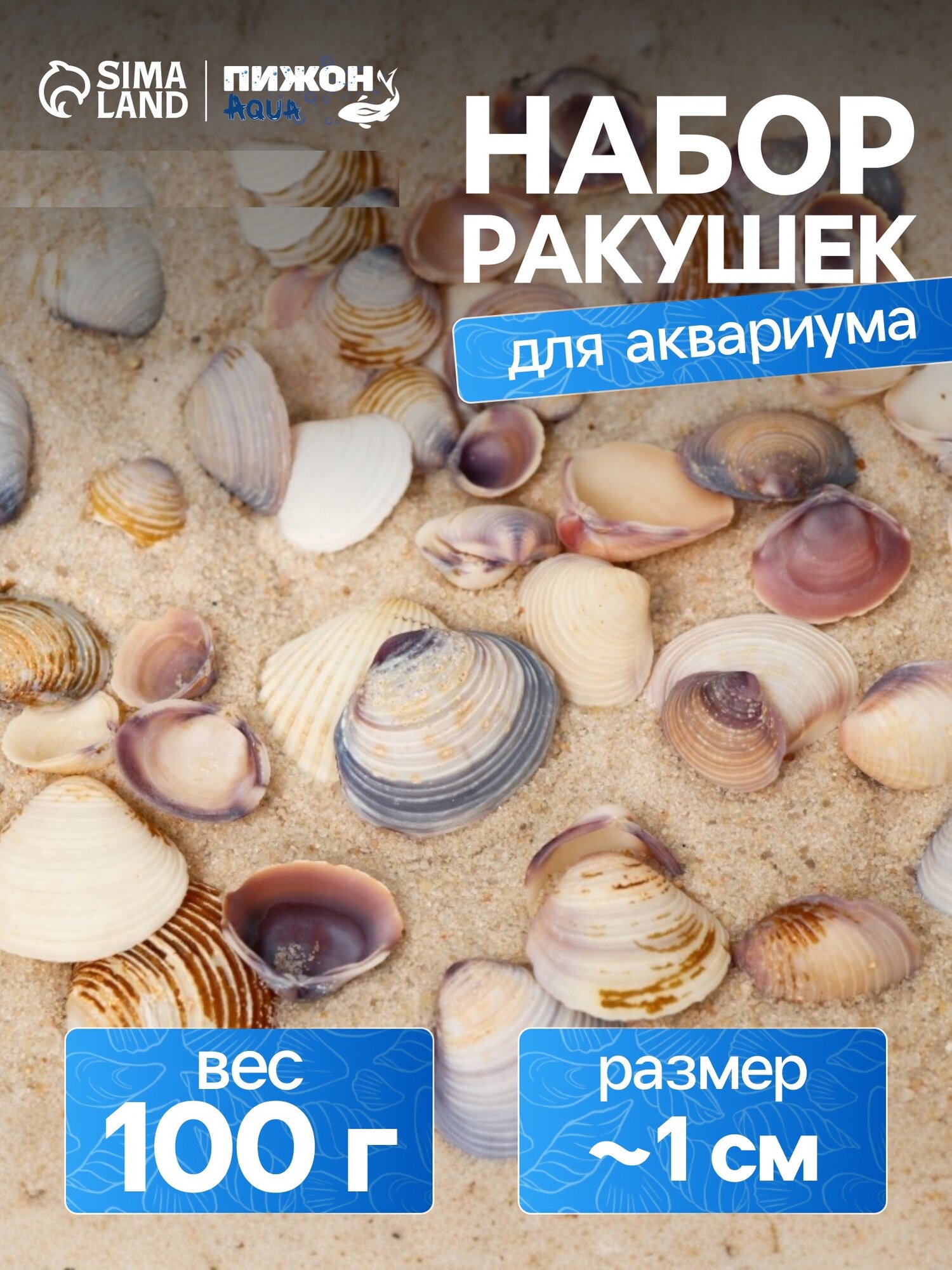 Набор ракушек Пижон Aqua "Rose petal tellin", для декора, 100г