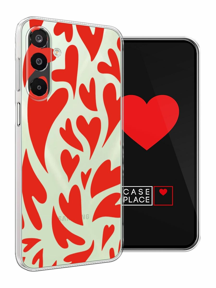 Чехол на Samsung Galaxy M16 / Самсунг Галакси М16 с принтом "Crazy hearts 2 - 14 февраля", прозрачный — фото 1
