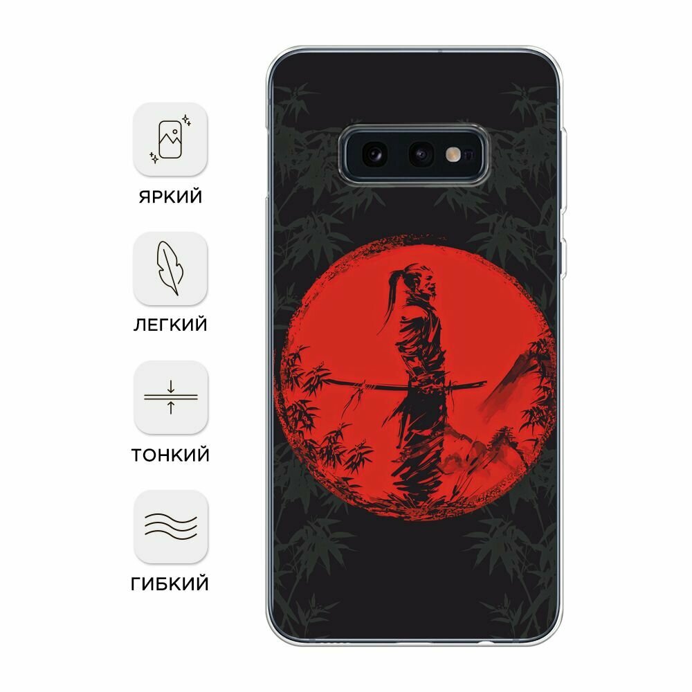 Чехол на Samsung Galaxy S10E / Самсунг Галакси S10E с принтом "Самурай на красном фоне" — фото 1